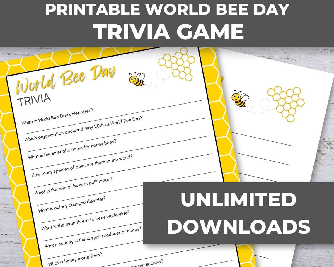 Bee Trivia Game, World Bee Day Printable, World Bee Day Trivia Game ...