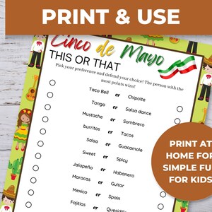 This or That Game, Cinco De Mayo Party Games, Fun Cinco De Mayo Games ...
