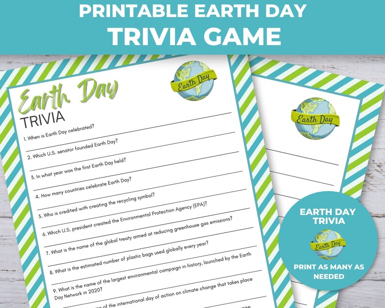 Earth Day Trivia, Earth Day Games for Kids, Earth Day Activity, Earth ...