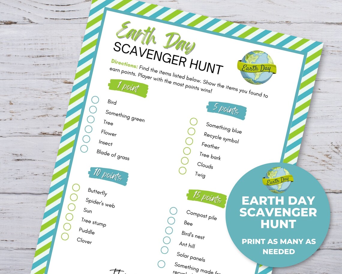 Earth Day Scavenger Hunt, Earth Day Games for Kids, Earth Day Activity ...