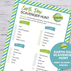 Earth Day Scavenger Hunt, Earth Day Games for Kids, Earth Day Activity ...
