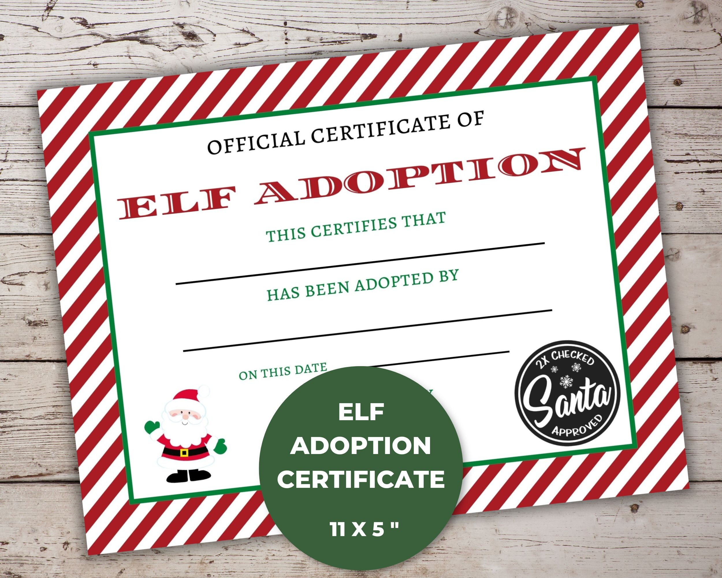 Elf Adoption Certificate Printable - Etsy