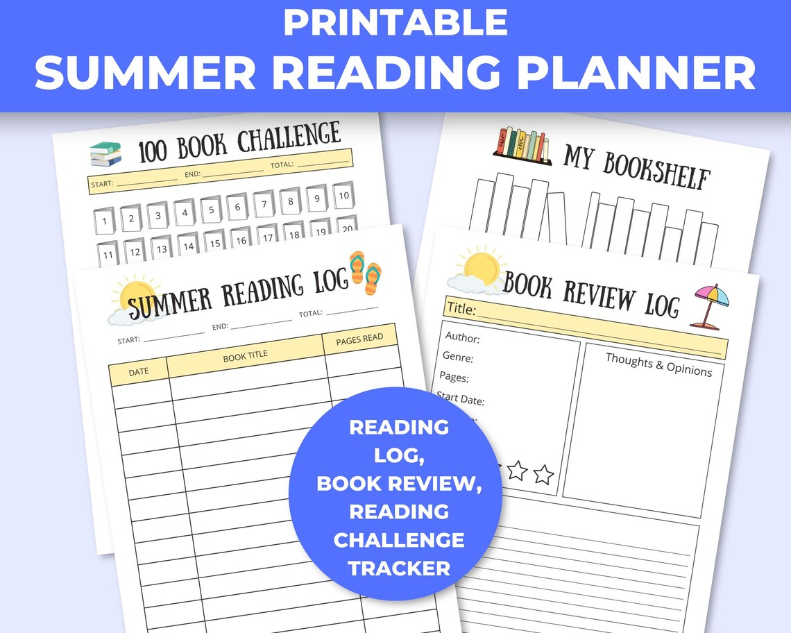 Summer Reading Challenge Printable, Summer Reading Log for Kids ...