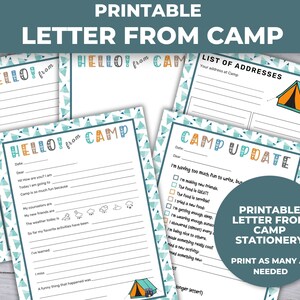 Camp Stationery Printable, Letter From Camp, Camp Letter Printable ...