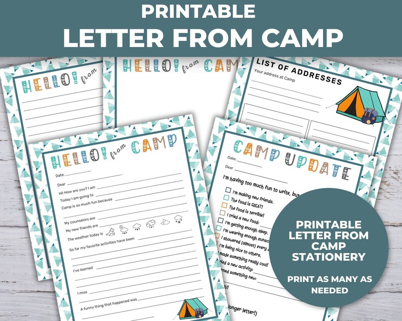 Camp Stationery Printable, Letter From Camp, Camp Letter Printable ...