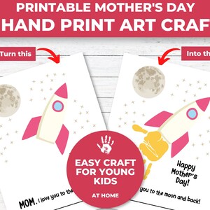 Mother's Day Handprint Craft for Kids, Love You to the Moon and Back ...