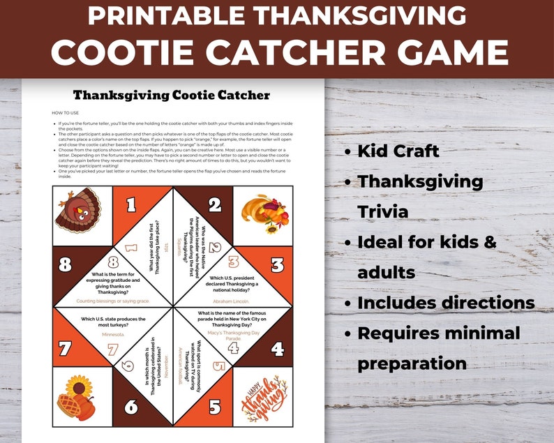 Cootie Catcher, Thanksgiving Games, Thanksgiving Printable, Classroom ...