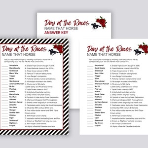 Kentucky Derby Party Game, Horse Racing Game, Derby Trivia, Triple ...