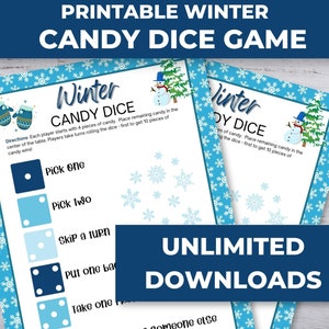 Printable Winter Candy Dice Game, Winter Activities for Kids and Adults ...