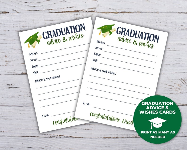 Graduation Advice and Wishes Card, Printable Advice Cards Graduation ...
