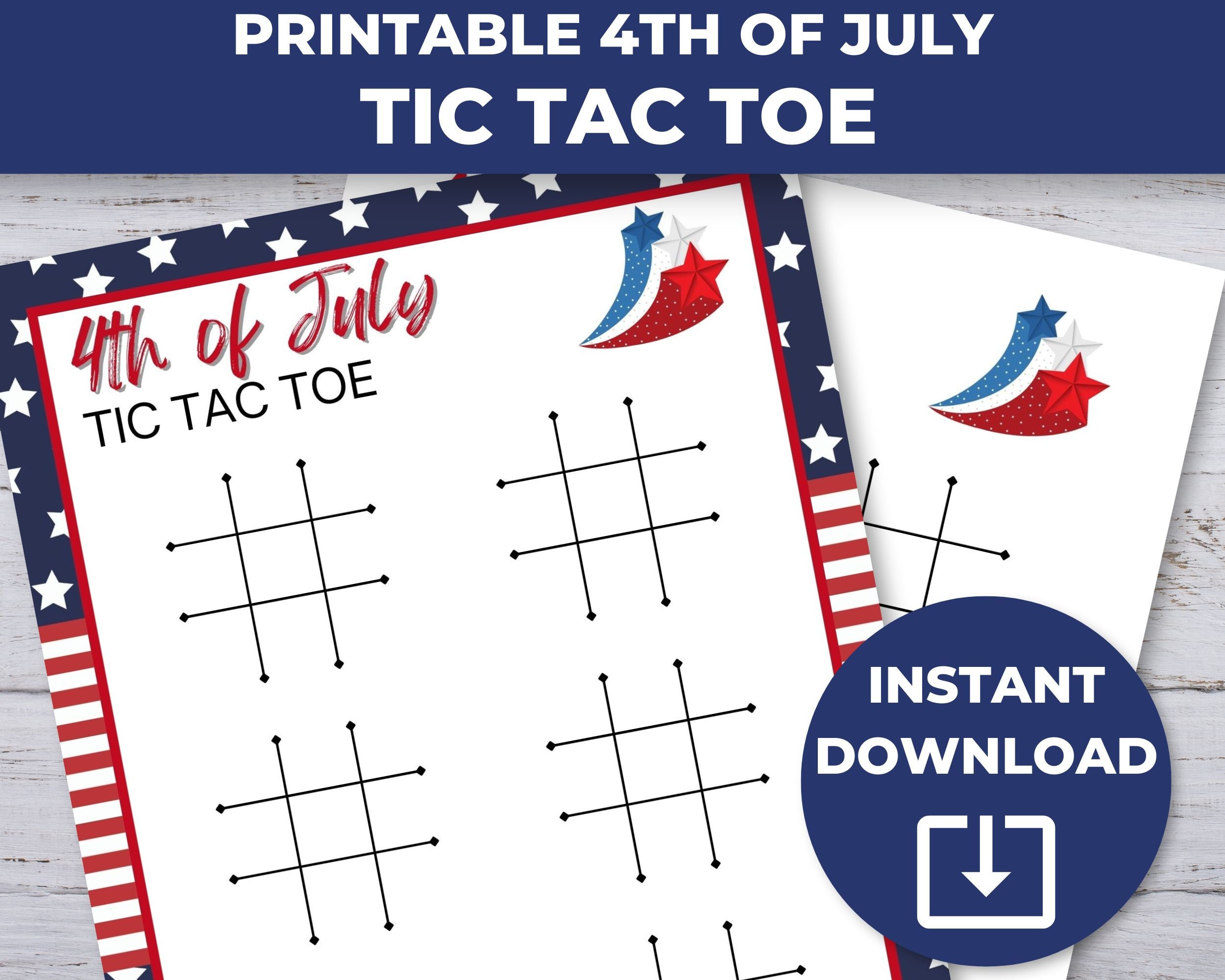 4th of July Tic Tac Toe, Printable 4th of July Party Games, 4th of July ...