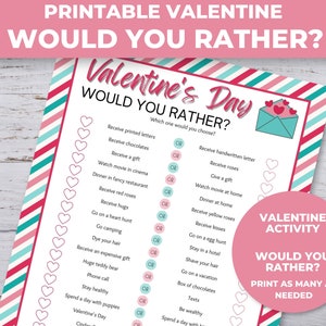 Printable Valentine Would You Rather Game, This or That Valentine Party ...