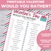 Printable Valentine Would You Rather Game, This or That Valentine Party ...