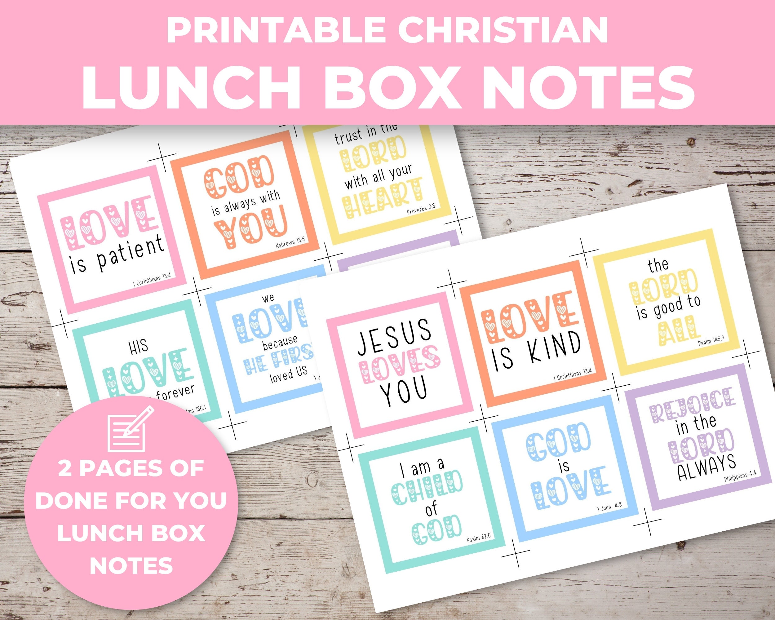 Lunch Box Notes, Printable Christian Lunch Box Notes, Bible Verse Cards ...