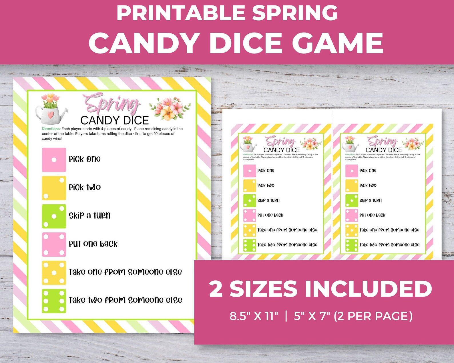 Printable Spring Candy Dice Game, Spring Activities for Kids and Adults ...