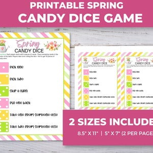 Printable Spring Candy Dice Game, Spring Activities for Kids and Adults ...