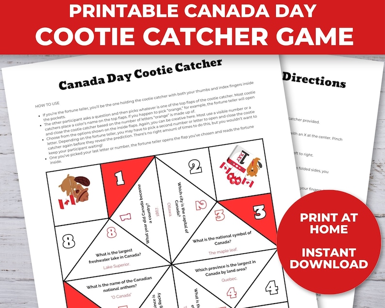Cootie Catcher, Canada Day Games, Canada Day Printable, Kids Summer ...