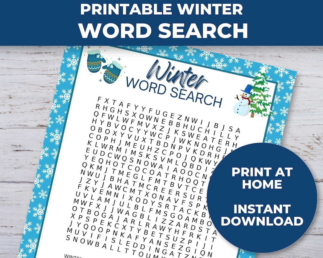 Winter Word Search Printable, Winter Printable Games for Kids, Winter ...