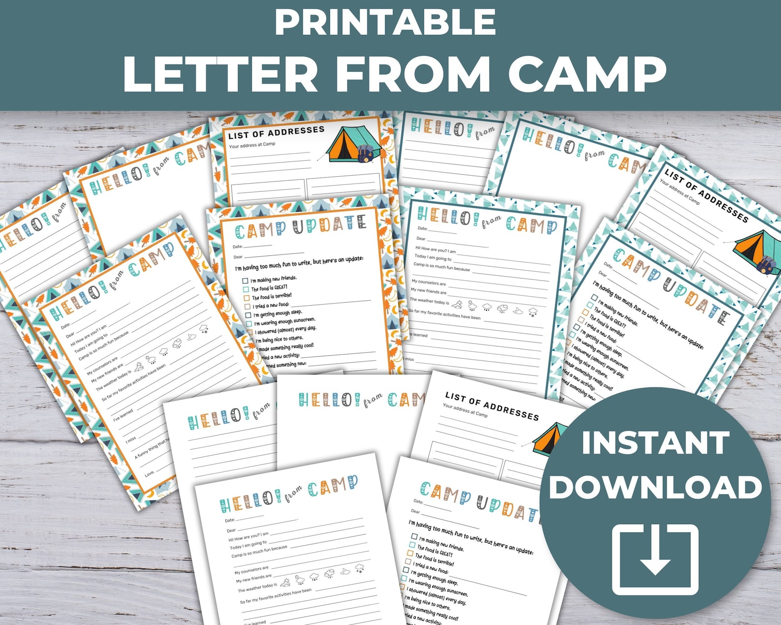 Camp Stationery Printable, Letter From Camp, Camp Letter Printable ...