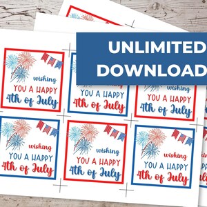 4th of July Gift Tags, Printable Gift Tags, Fourth of July Party Favor ...