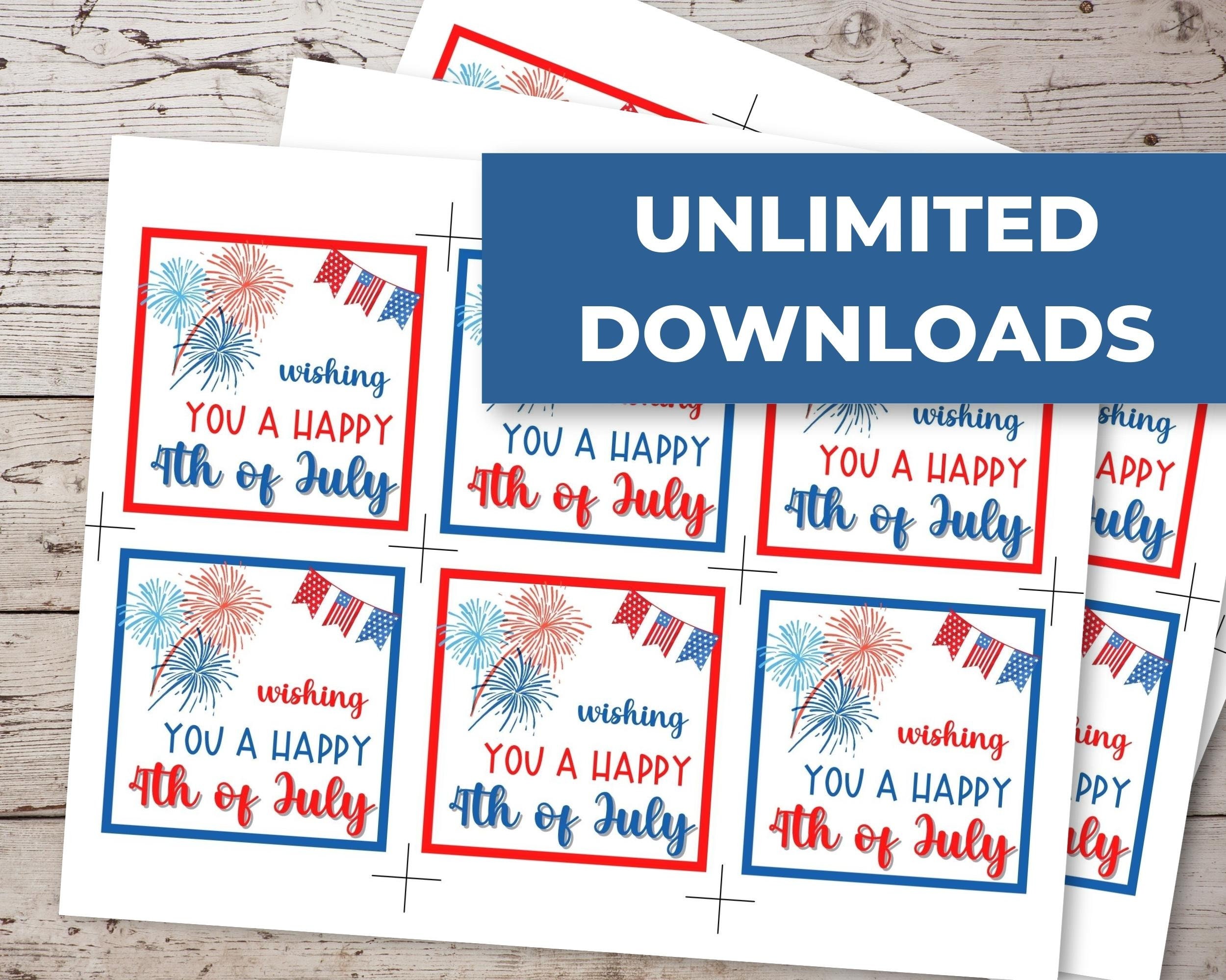 4th of July Gift Tags, Printable Gift Tags, Fourth of July Party Favor ...