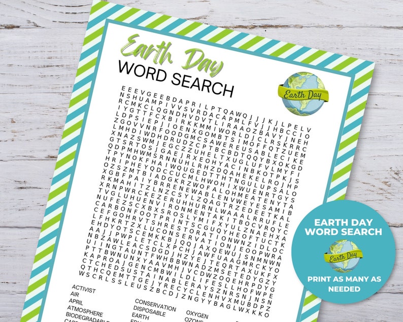 Earth Day Word Search Game Earth Day Game Kids Earth Day - Etsy
