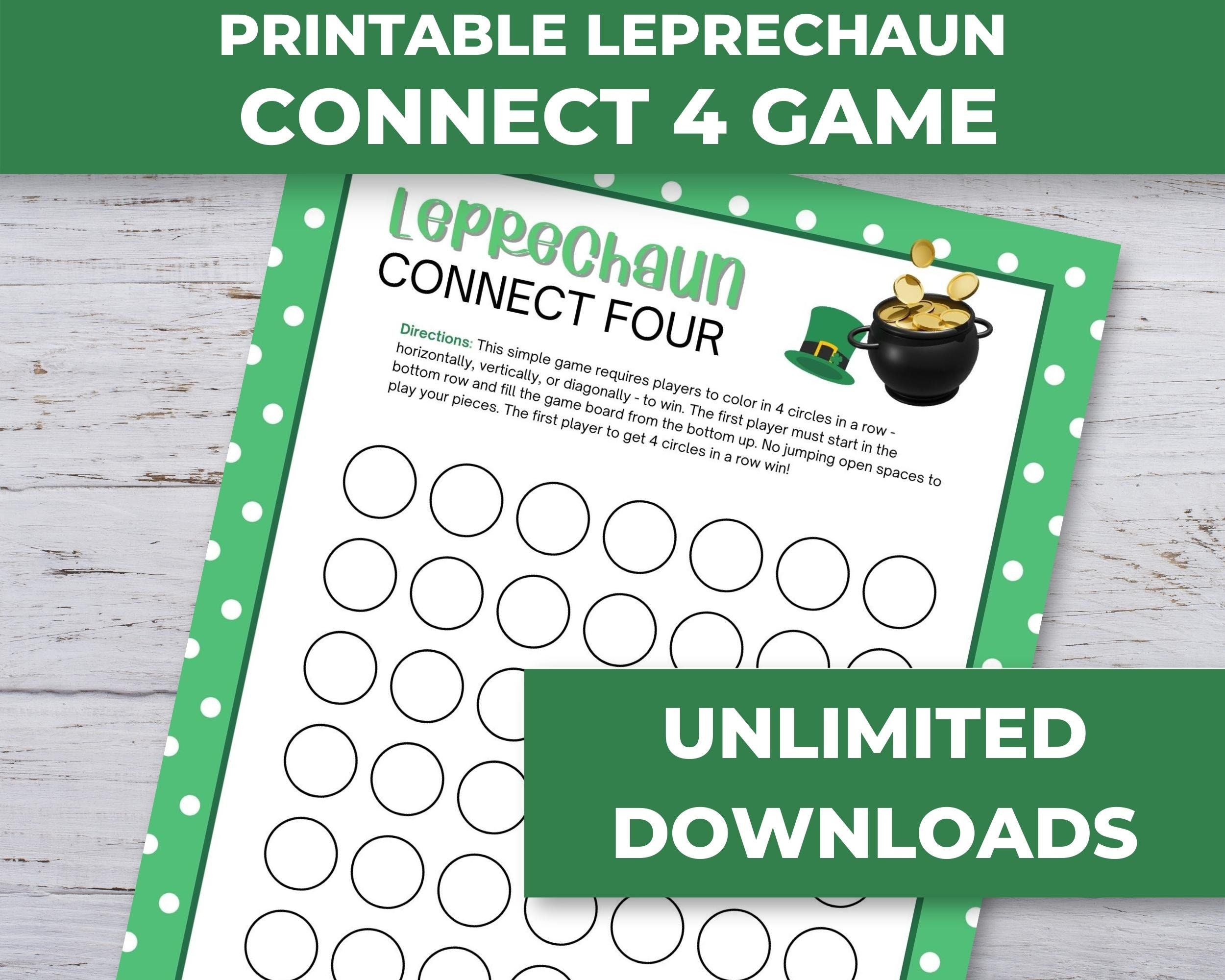 St. Patrick's Day Connect 4 Game, Printable St. Patrick's Day Game for ...