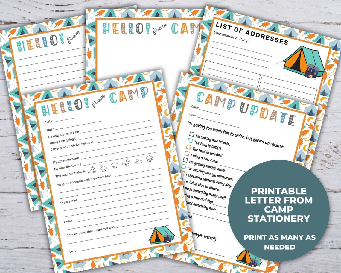 Printable Camp Stationery Letter Writing Set - Etsy