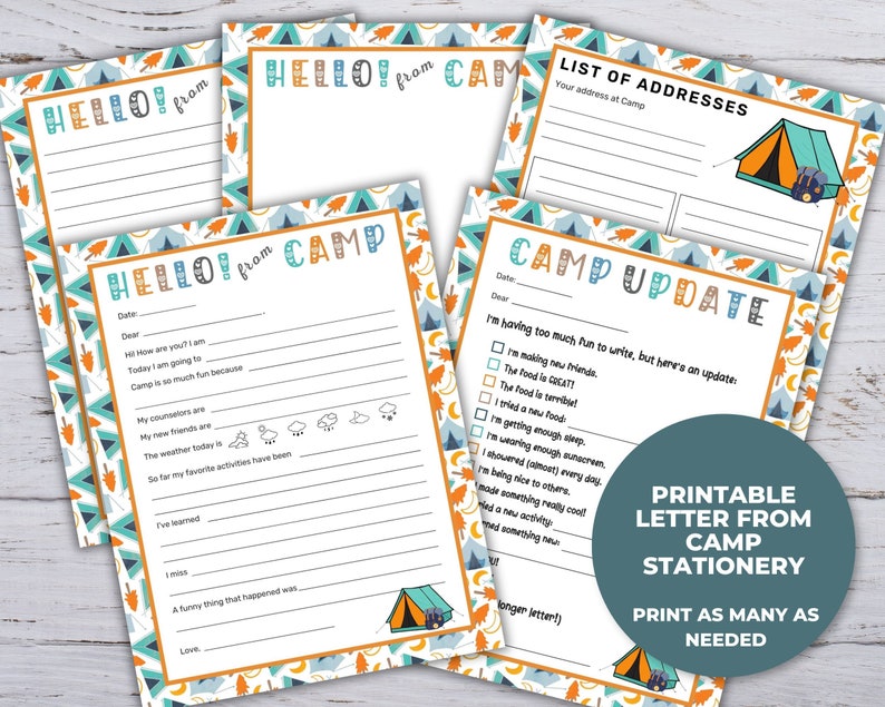 Camp Stationery Printable, Letter From Camp, Camp Letter Printable ...