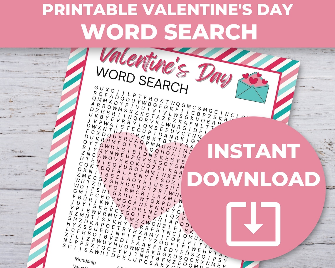Valentine Word Search Printable, Valentine Printable Games for Kids ...