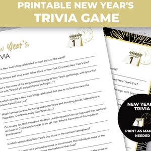 New Years Trivia Printable, New Years Eve Trivia, New Years Eve Party ...