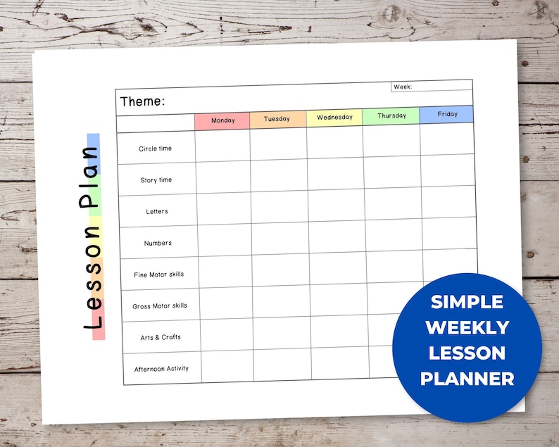 Lesson Plan Template Preschool, Preschool Teacher Planner, Kindergarten ...