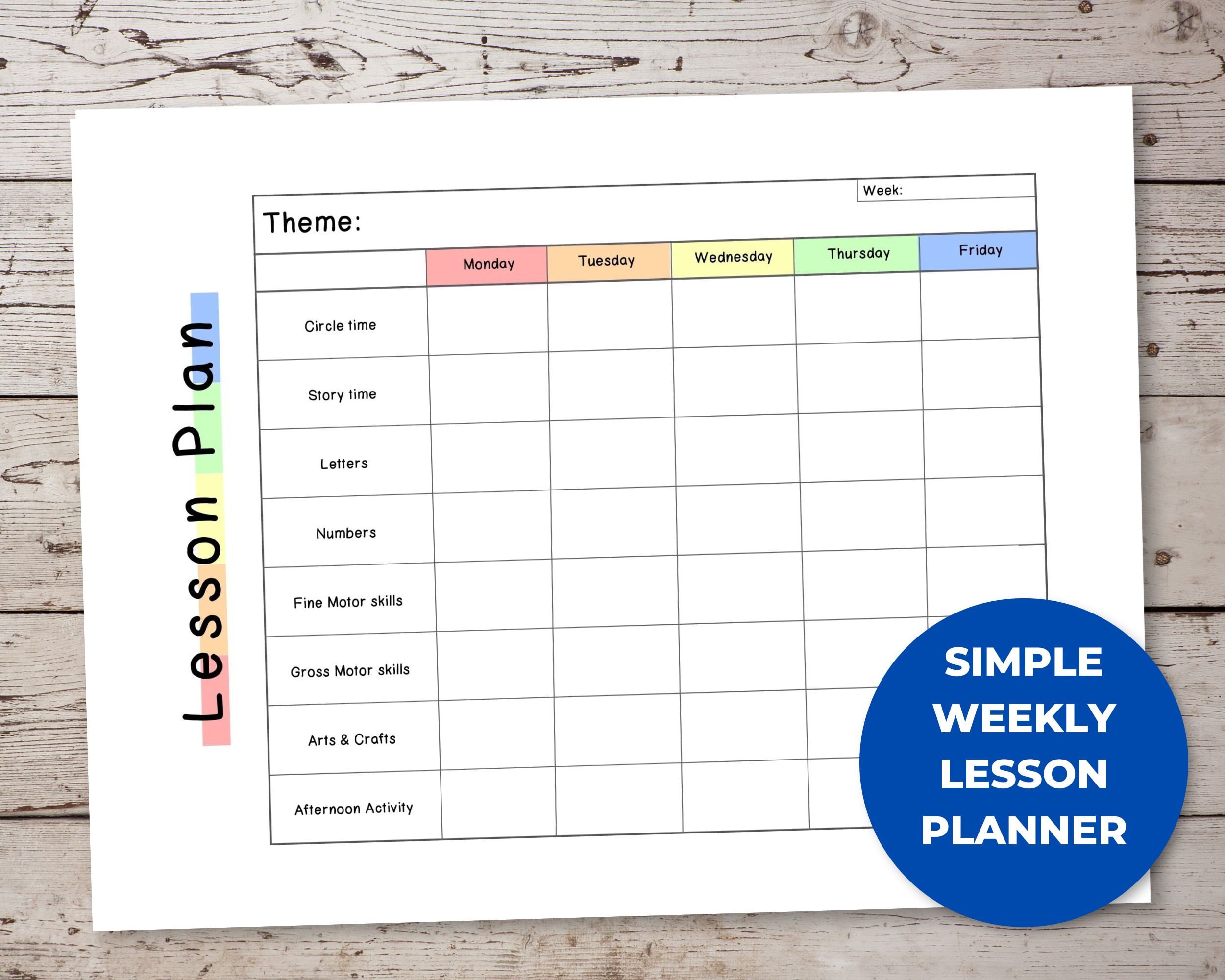 Lesson Plan Template Preschool, Preschool Teacher Planner, Kindergarten ...