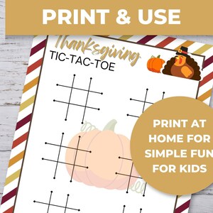 Thanksgiving Tic Tac Toe Game, Printable Thanksgiving Game for Kids ...