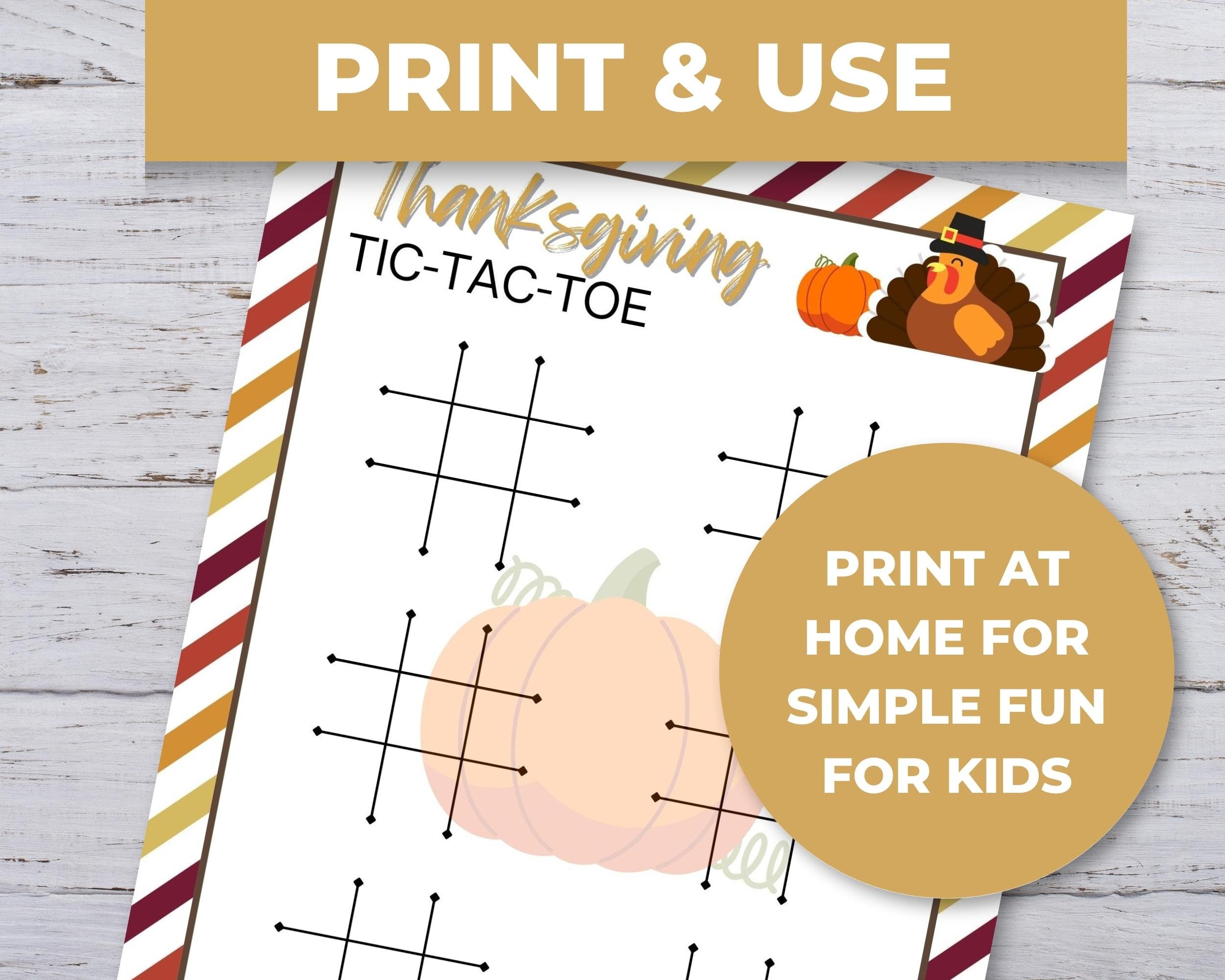 Thanksgiving Tic Tac Toe Game, Printable Thanksgiving Game for Kids ...