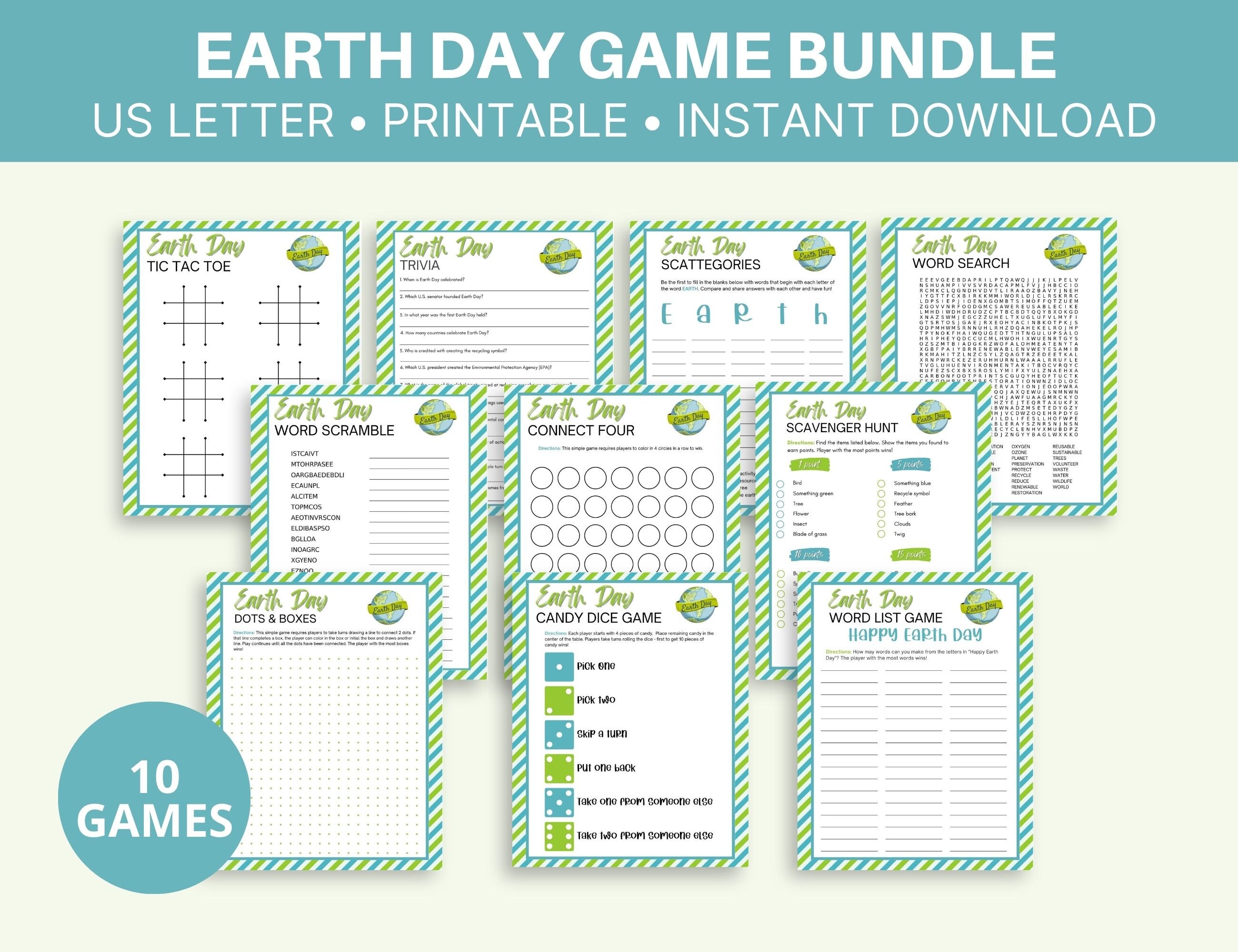 Earth Day Game Bundle, Printable Games for Kids, Classroom Activity ...