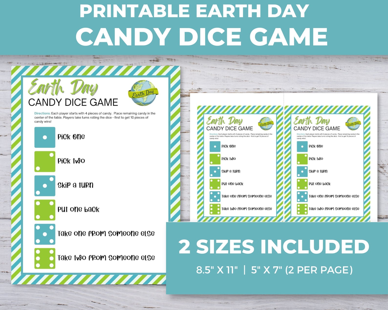Printable Candy Dice Game, Earth Day Activities for Kids and Adults ...