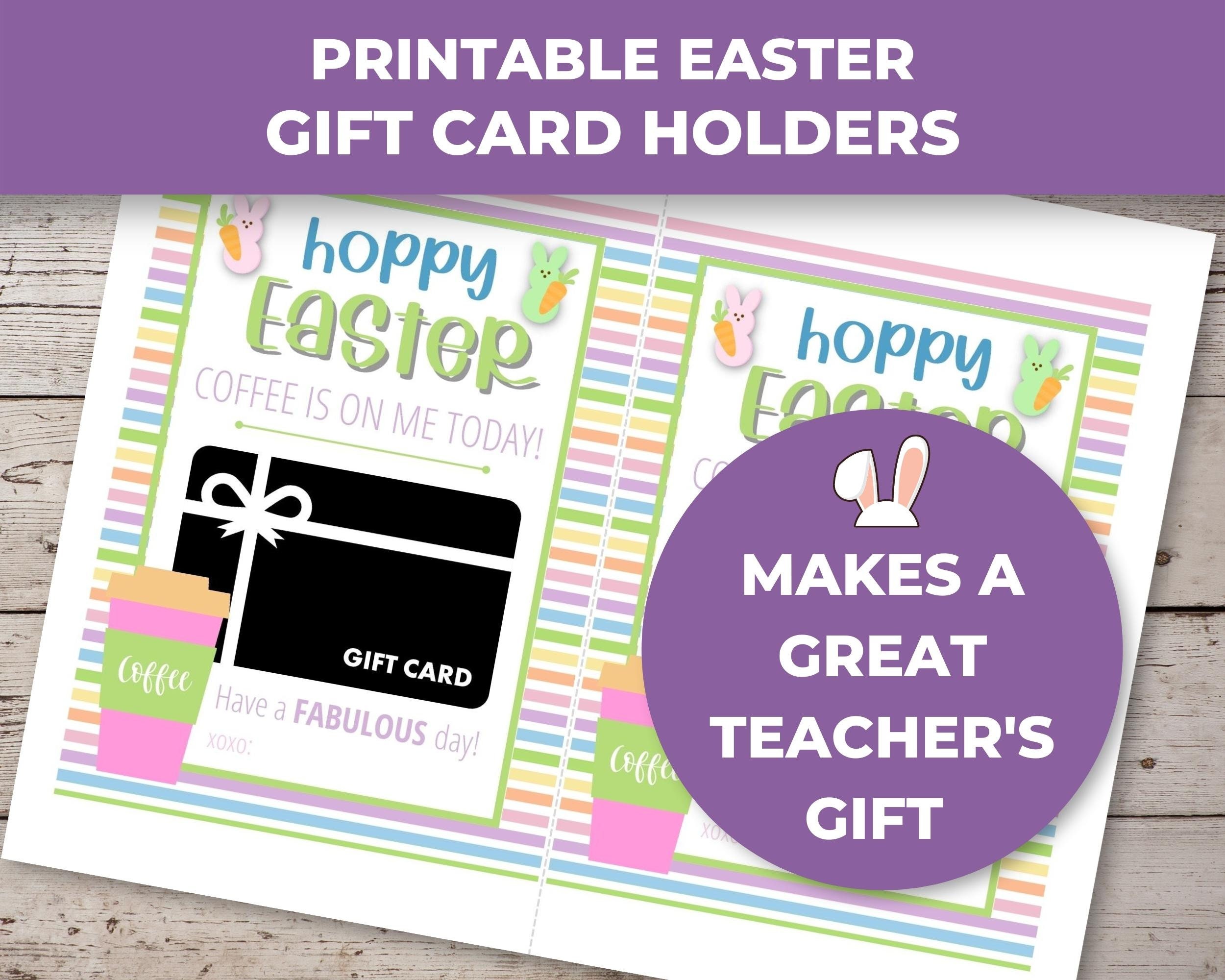 Easter Gift Card Holder, Printable Coffee Gift Card Holder, Teacher ...