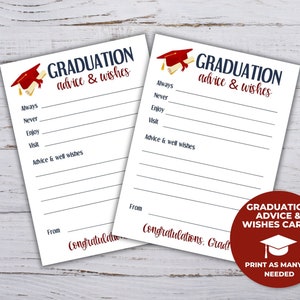 Graduation Advice and Wishes Card, Printable Advice Cards Graduation ...