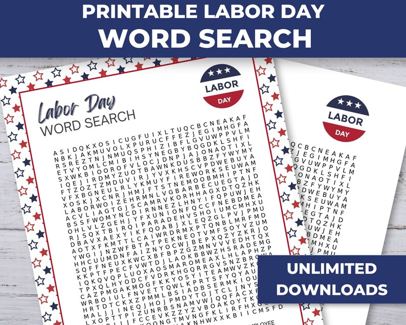 Labor Day Word Search Puzzle Printable Labor Day Party Games - Etsy