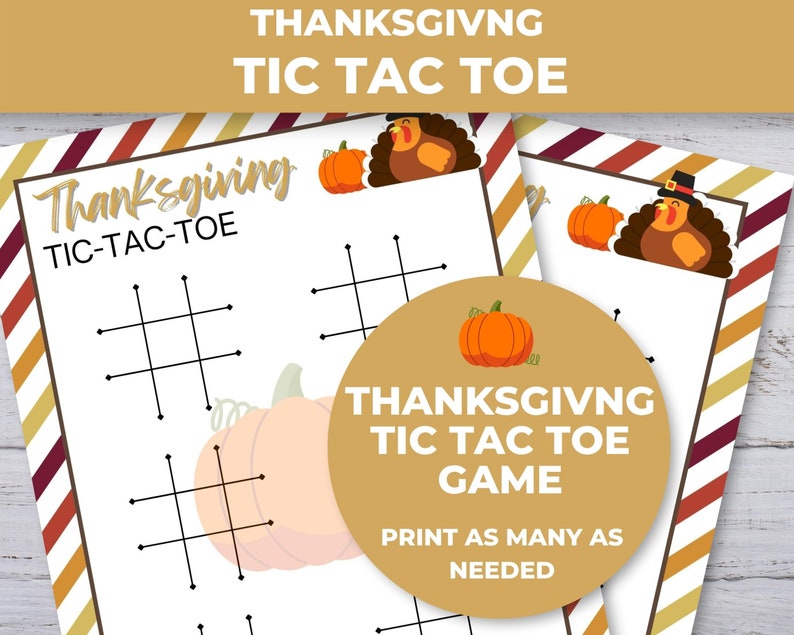 Thanksgiving Tic Tac Toe Game, Printable Thanksgiving Game for Kids ...