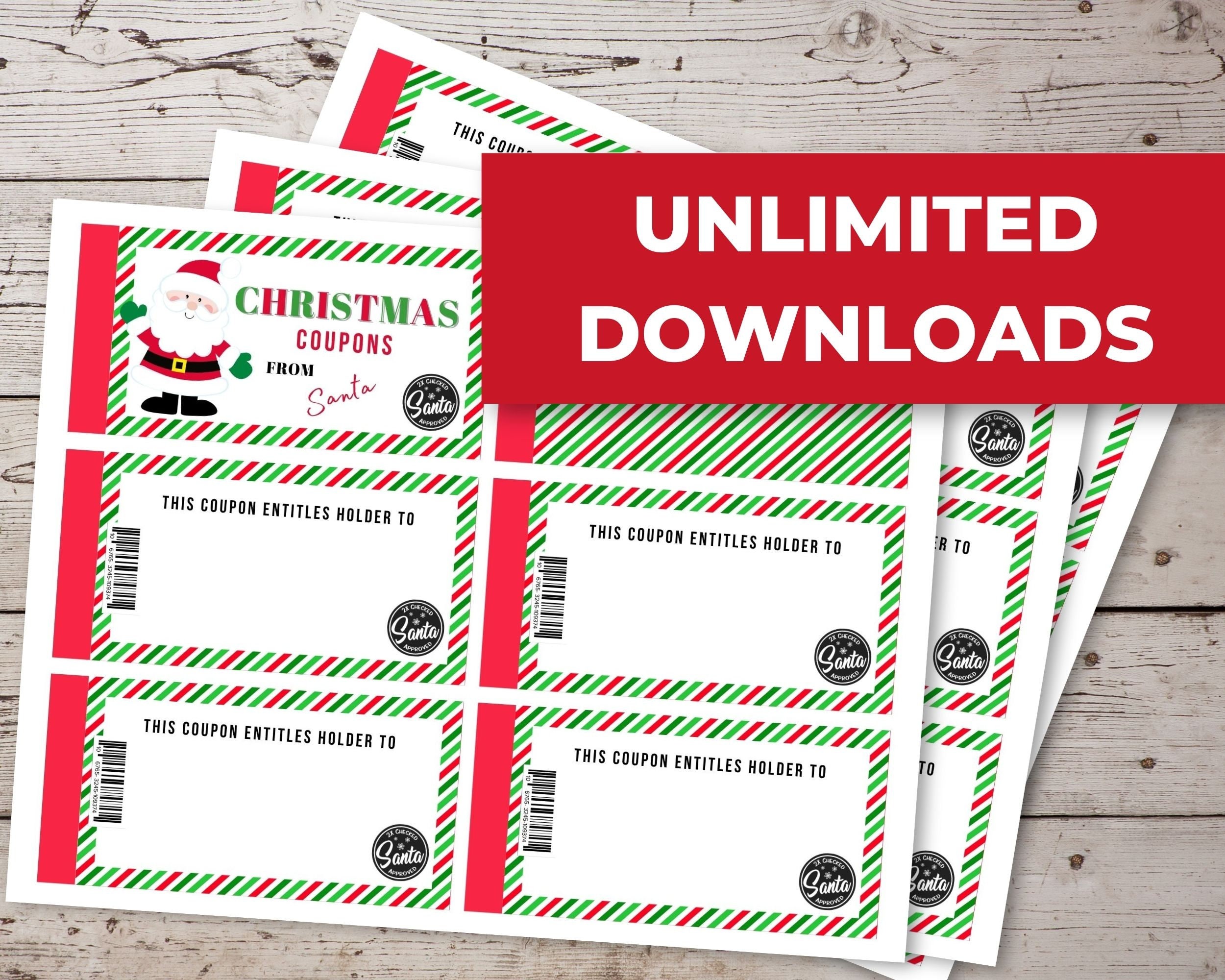 Printable Christmas Coupons From Santa, Christmas Coupon Book, Editable ...