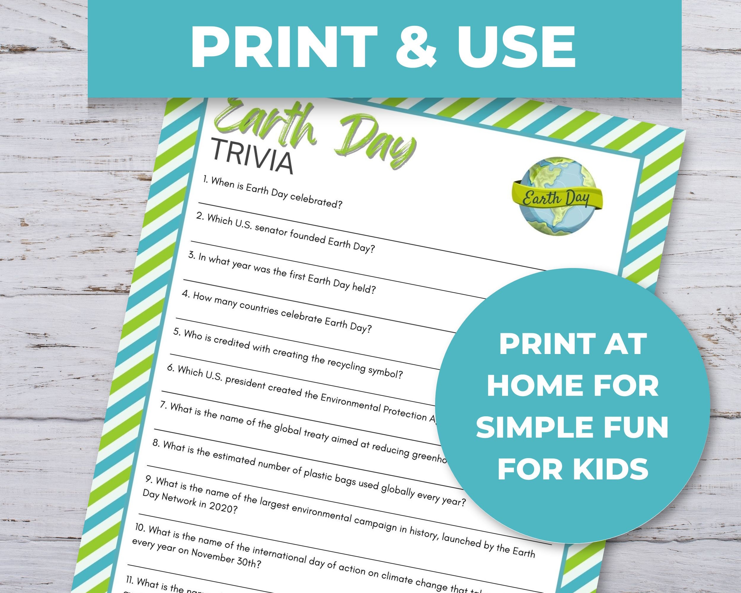 Earth Day Trivia, Earth Day Games for Kids, Earth Day Activity, Earth ...