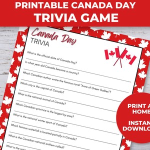 Canada Day Trivia, Printable Canada Day Games, July 1st Games, Kids ...