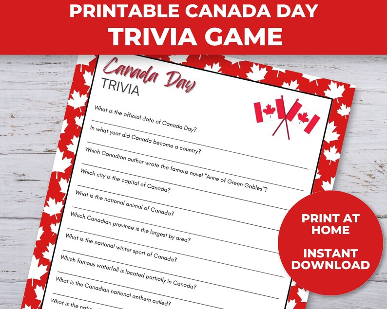 Canada Day Trivia, Printable Canada Day Games, July 1st Games, Kids ...