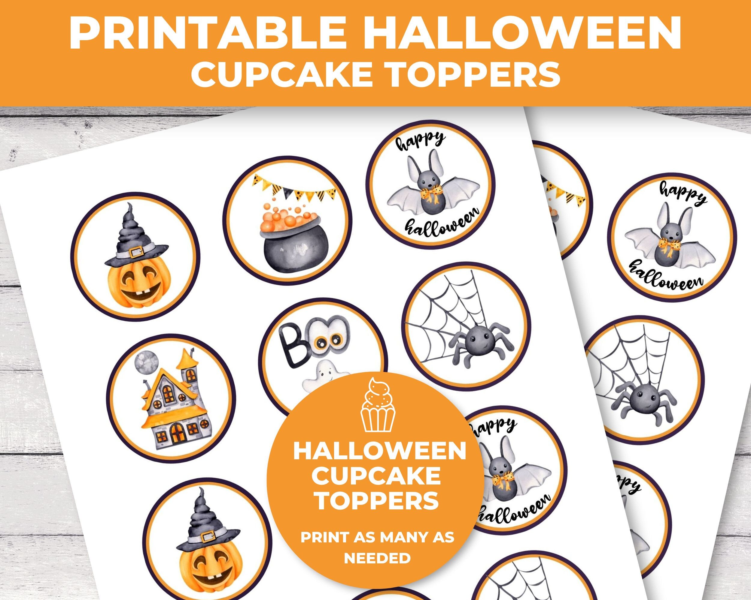 Halloween Cupcake Topper Printable, Halloween Cookie Tags, Cute ...