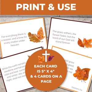 Fall Scripture Cards, Scripture Memory Cards, Bible Verse Memory Cards ...