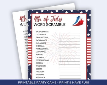 4th of July Games, Word Scramble, Independence Day Games, Patriotic ...