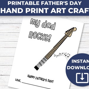 My Dad Rocks Handprint Craft, Father's Day Handprint Keepsake, Father's ...
