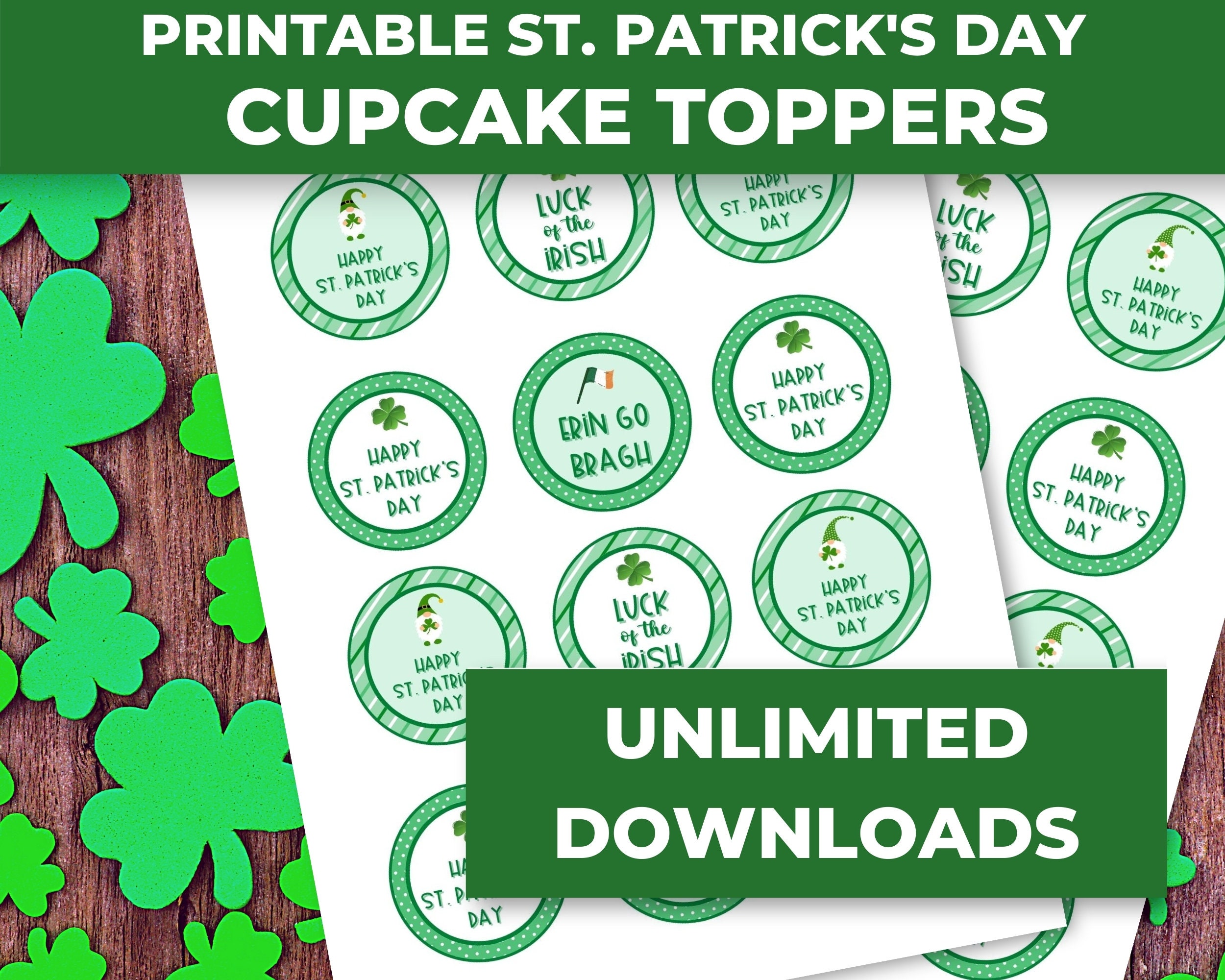 Printable St. Patrick's Day Cupcake Toppers | Etsy